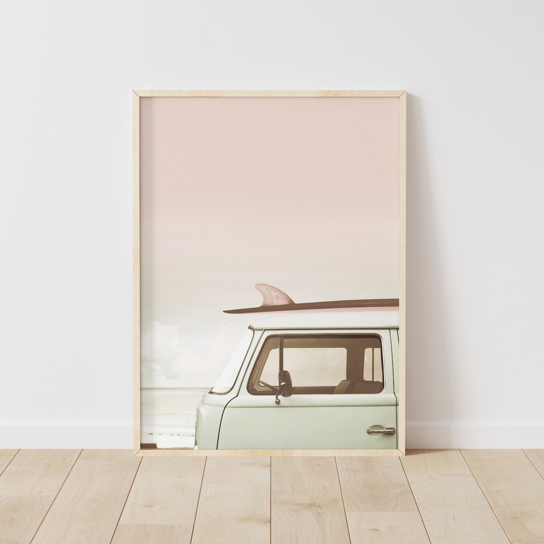 Retro Van Print, VW Bus Wall Art, Boho Coastal Decor, Vintage VW Bus ...