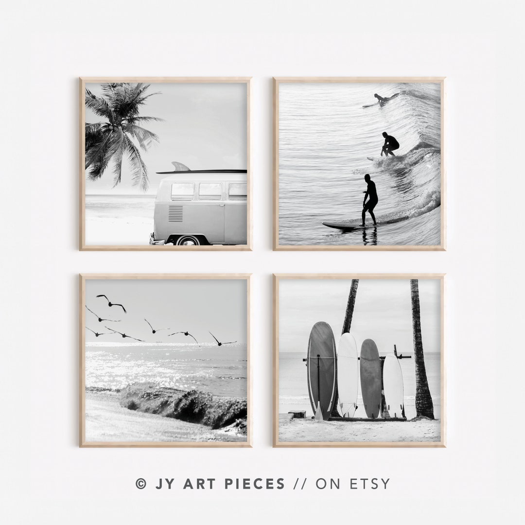 Black White Beach Prints, Black White Waves Prints, Coastal Prints ...