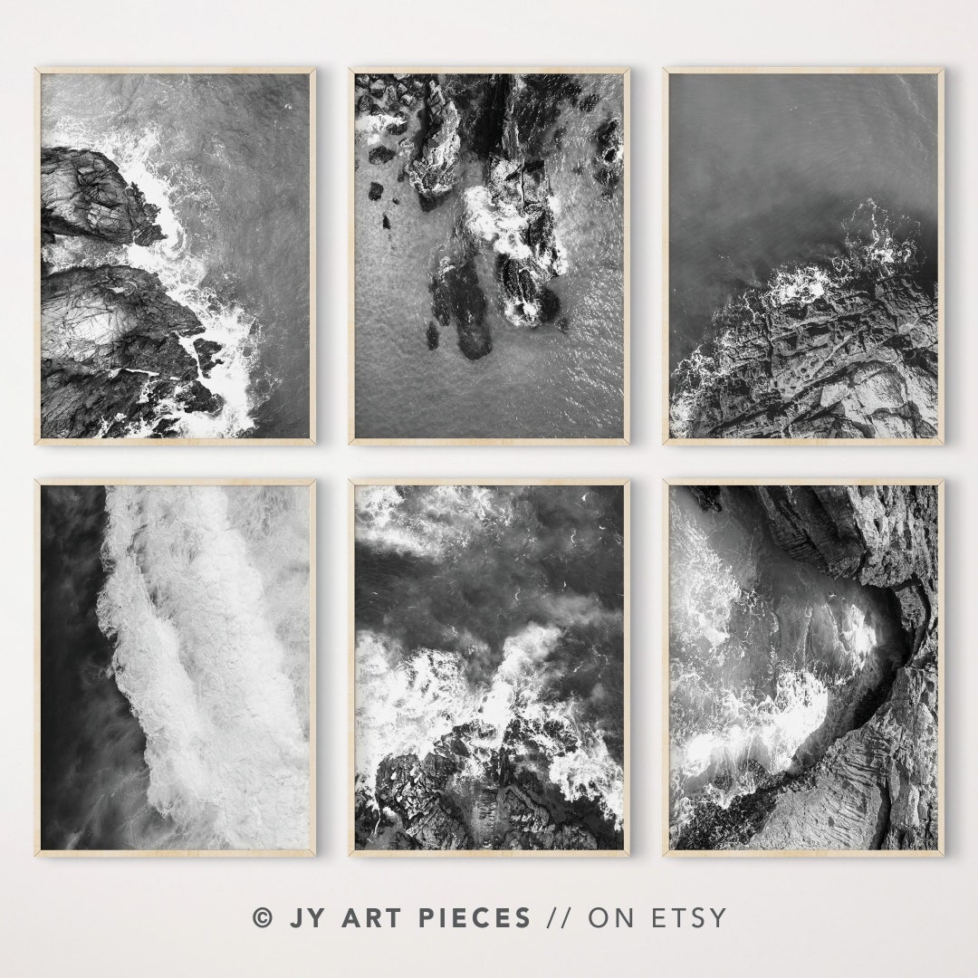 Black and White Coastal Prints, Coastal Wall Art, Ocean Wall Art ...