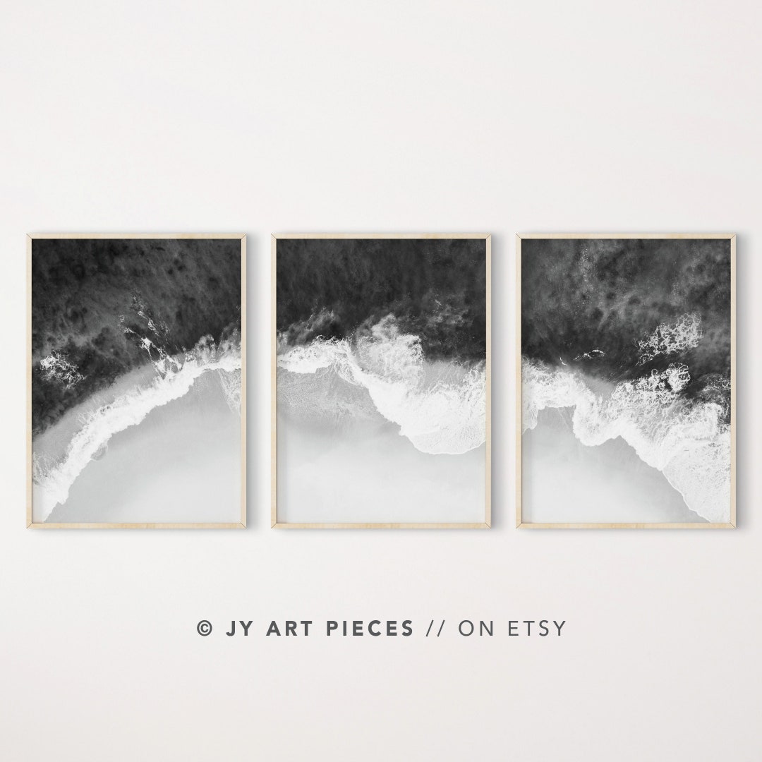 Black and White Ocean Prints, Black White Coastal Prints, Black and ...
