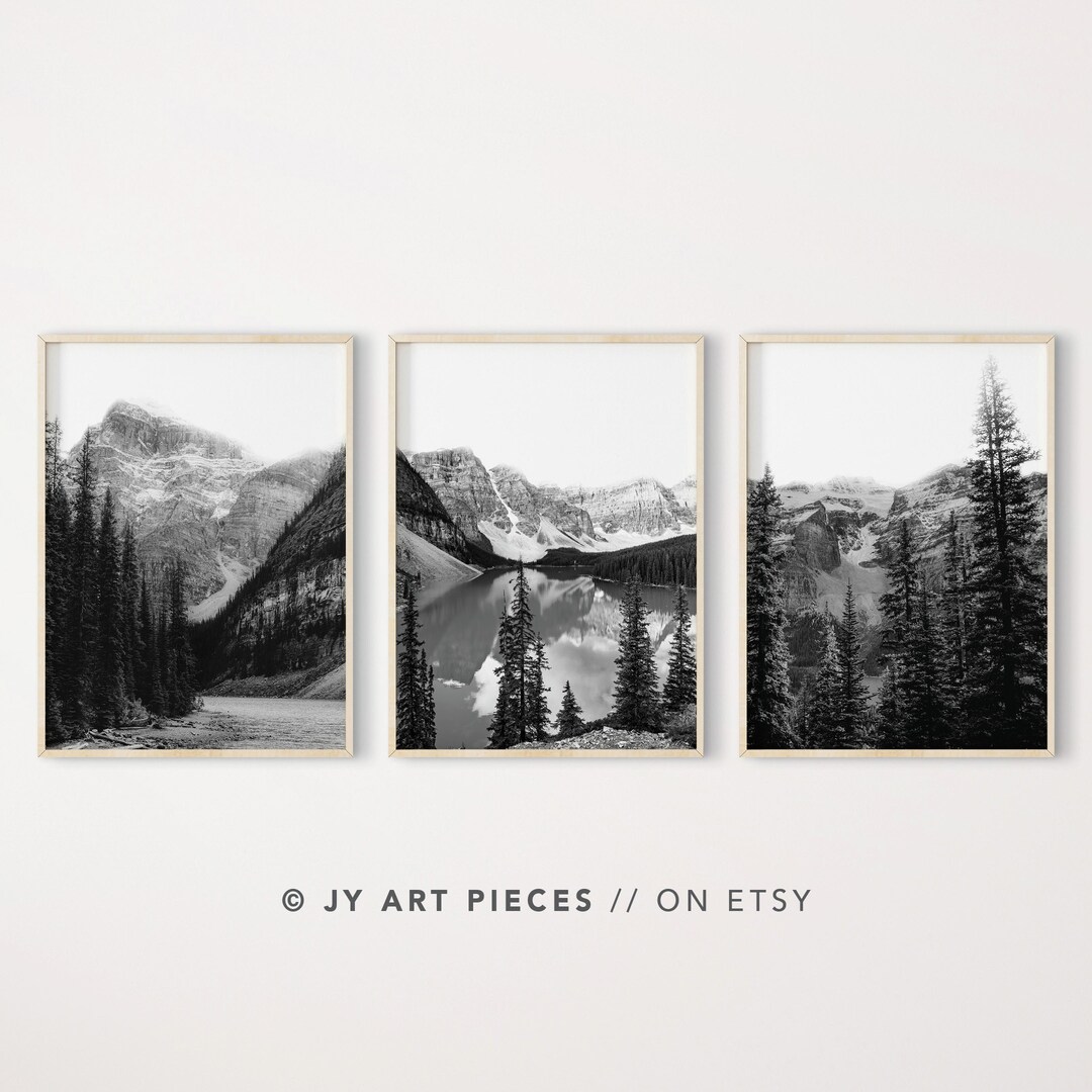 Black and White Moraine Lake Prints, Banff National Park Wall Art ...