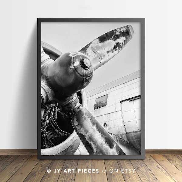 Black and White Vintage Plane Print - Etsy