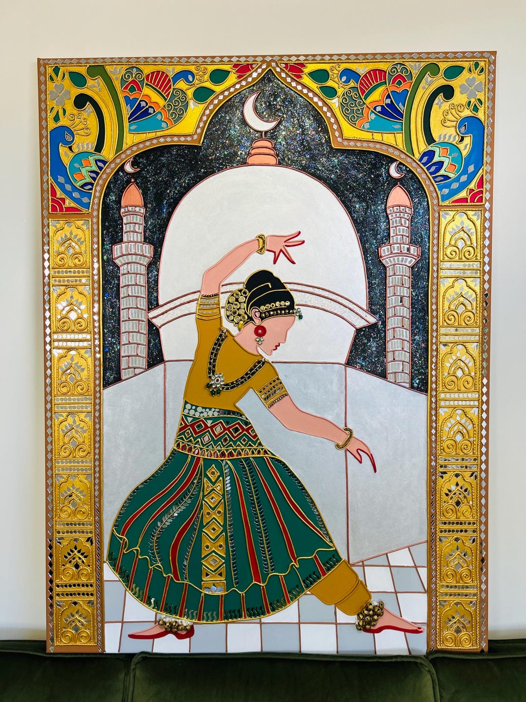 Handmade Lippan Art: Taj Mahal Inspired Clay and Mirror Painting - Etsy