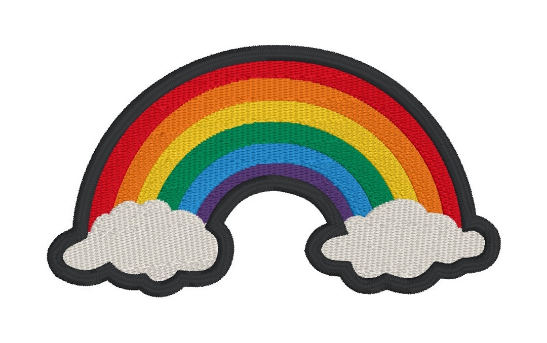 Rainbow Embroidery Design 4x2 - Etsy