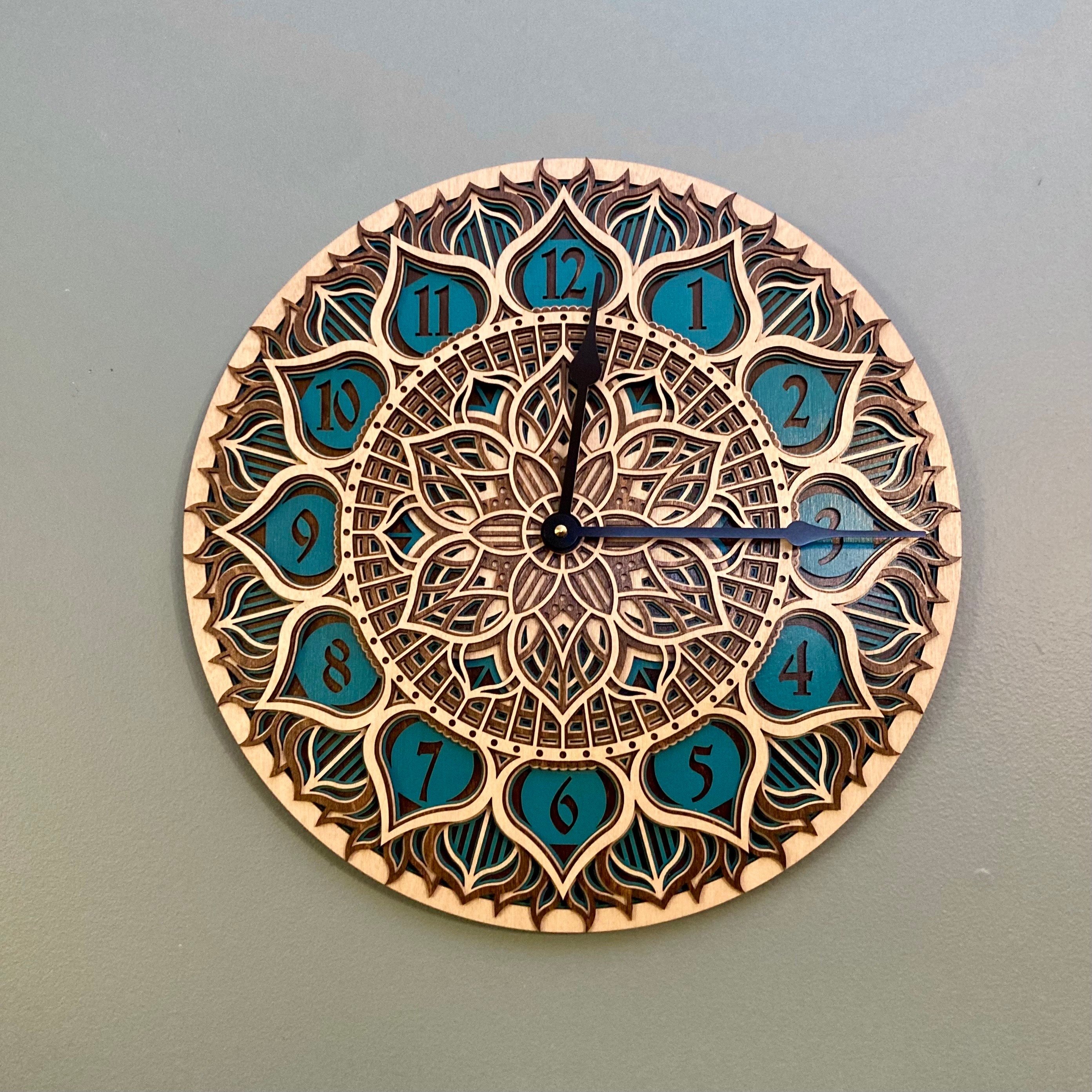 Mandala Wall Clock Layered Wooden Clock - Etsy