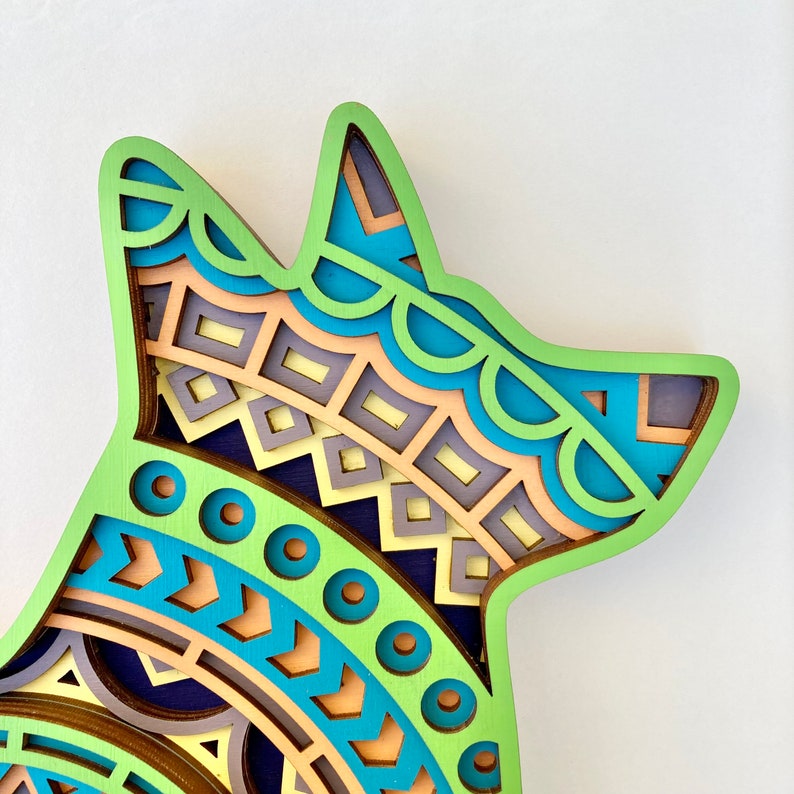 Multilayer Wooden Corgi, Colorful Mandala Wall Art - Etsy
