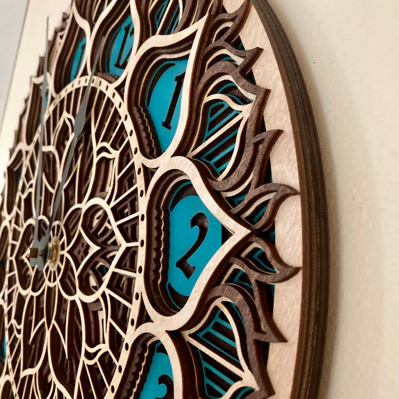 Mandala Wall Clock Layered Wooden Clock - Etsy