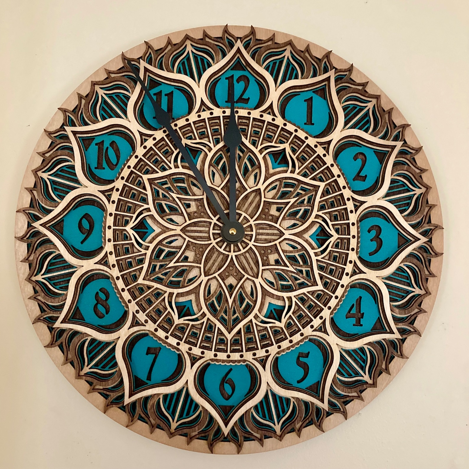 Mandala Wall Clock Layered Wooden Clock - Etsy