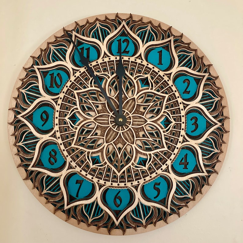 Mandala Wall Clock Layered Wooden Clock - Etsy