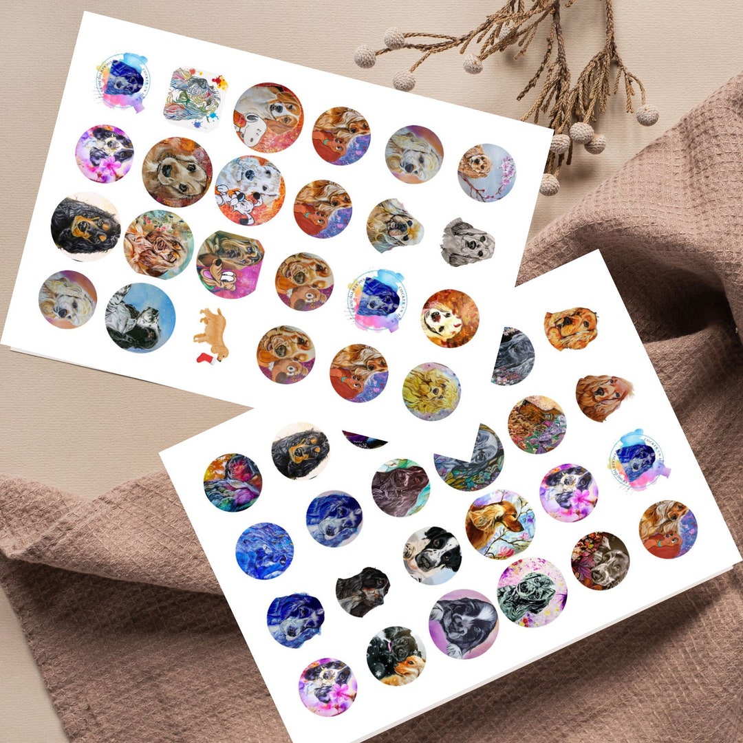 COCKER Round Stickers 4 Cm From Artist Portraits - Etsy