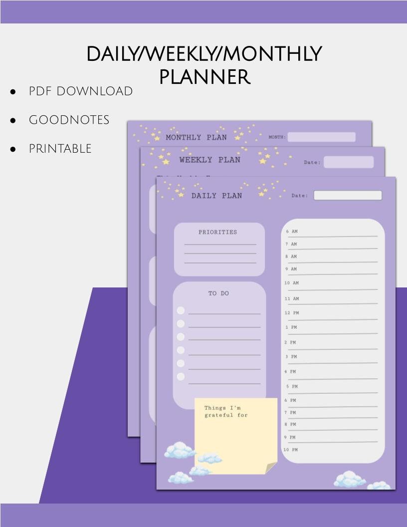 Dreamy Aesthetic Printable Daily Planner, Weekly Planner, Monthly ...
