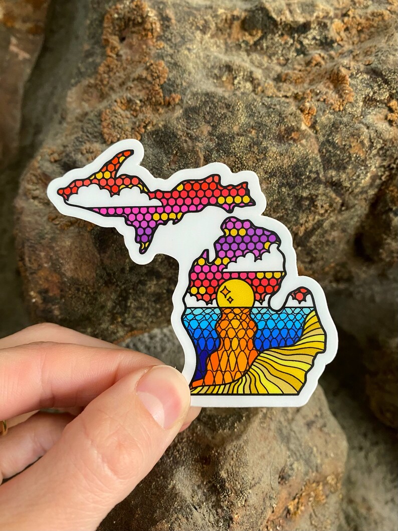 Michigan Great Lakes Sticker - Durable Vinyl Sticker - Water Bottle ...