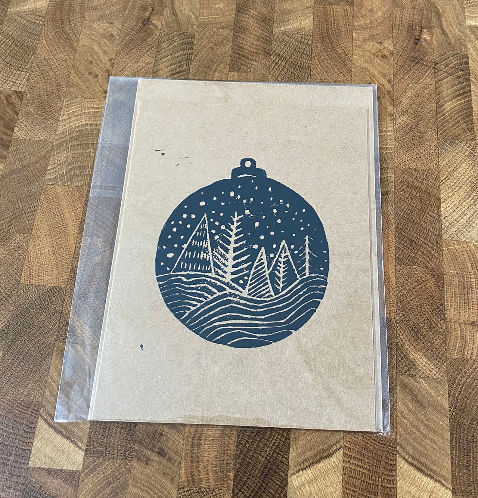 Forest Ornament Linocut Christmas Card / Holiday Card / - Etsy