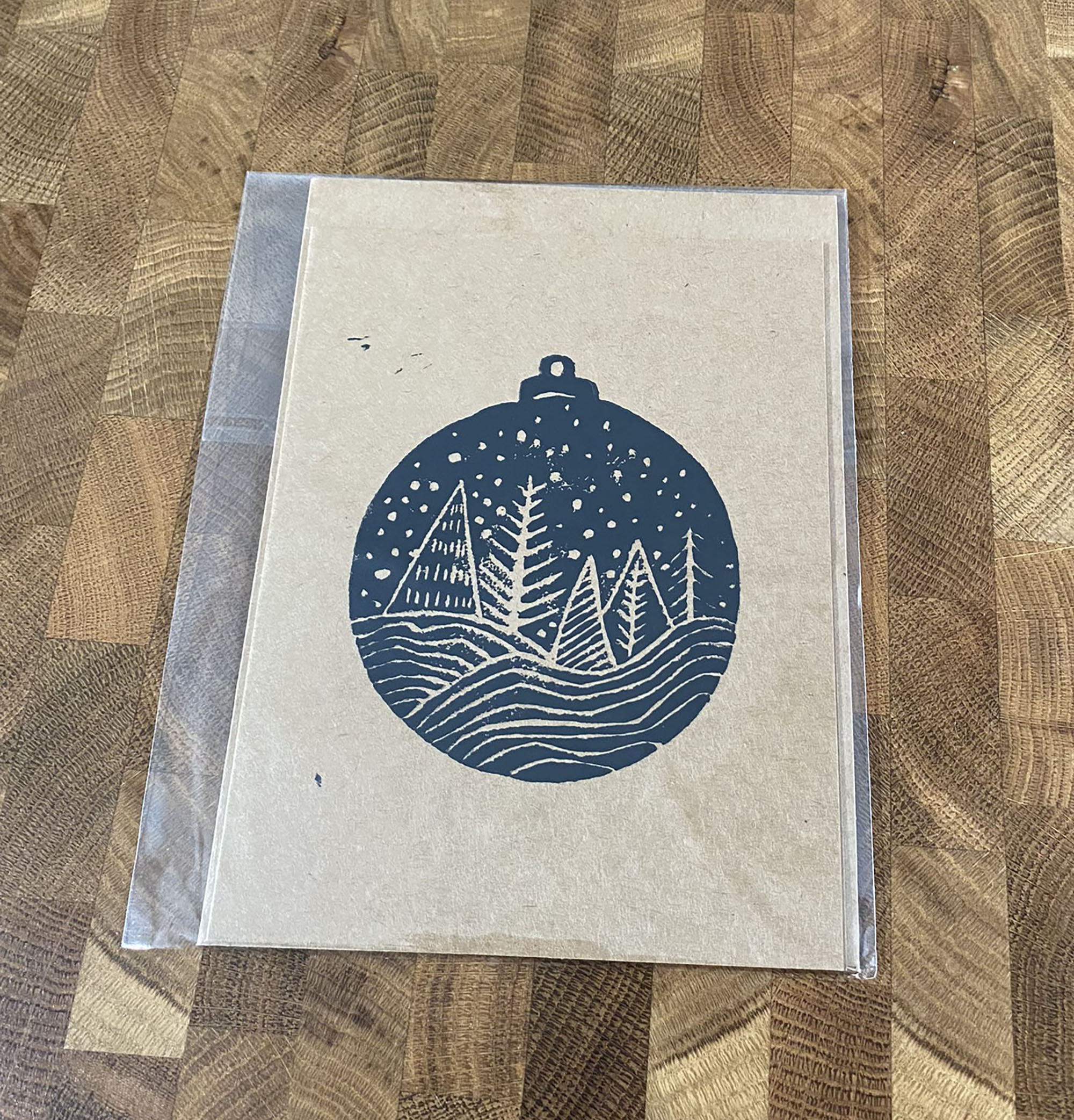 Forest Ornament Linocut Christmas Card / Holiday Card / - Etsy