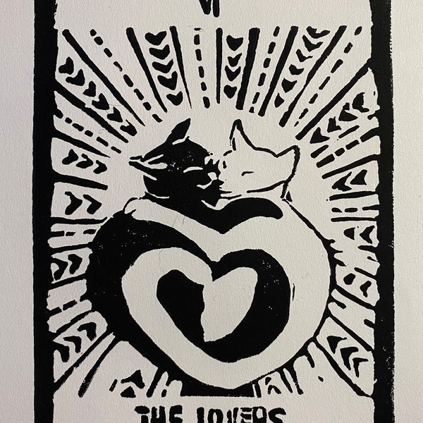 Cat Block Print - Etsy