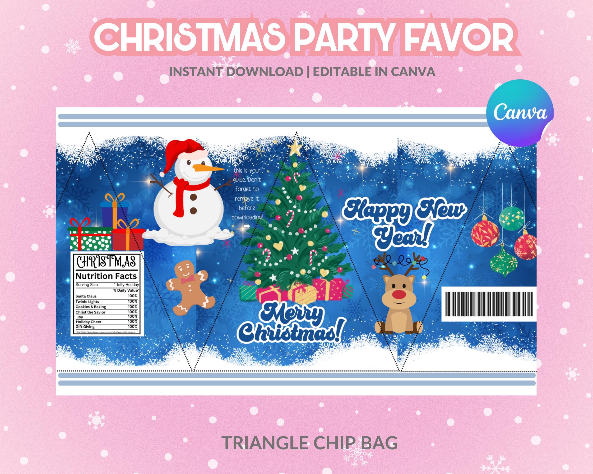 Christmas Party Triangle Chip Bag Holiday Favor Custom Snack Packaging ...
