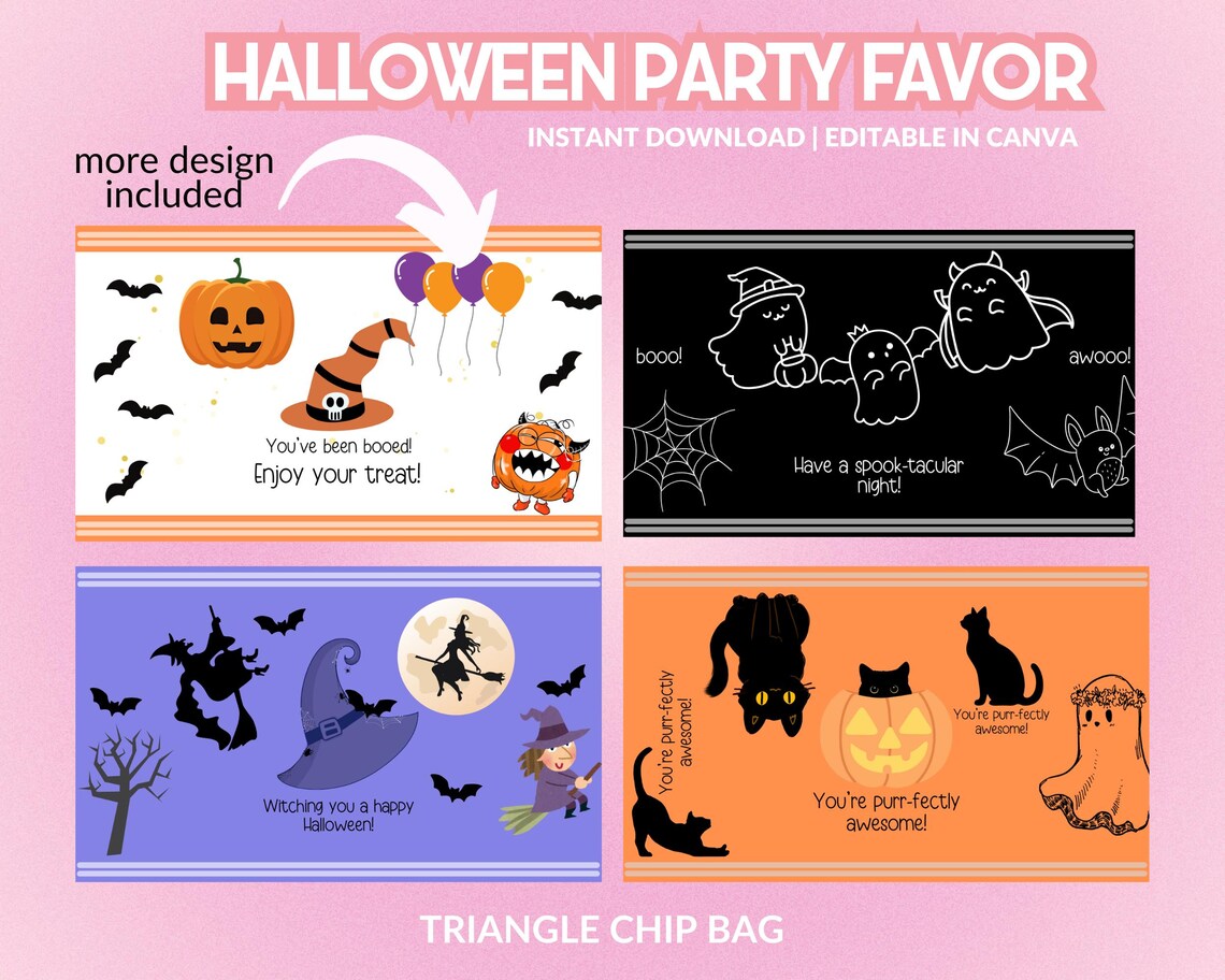 Halloween Party Favors Custom Triangle Chip Bags Personalized Snack ...