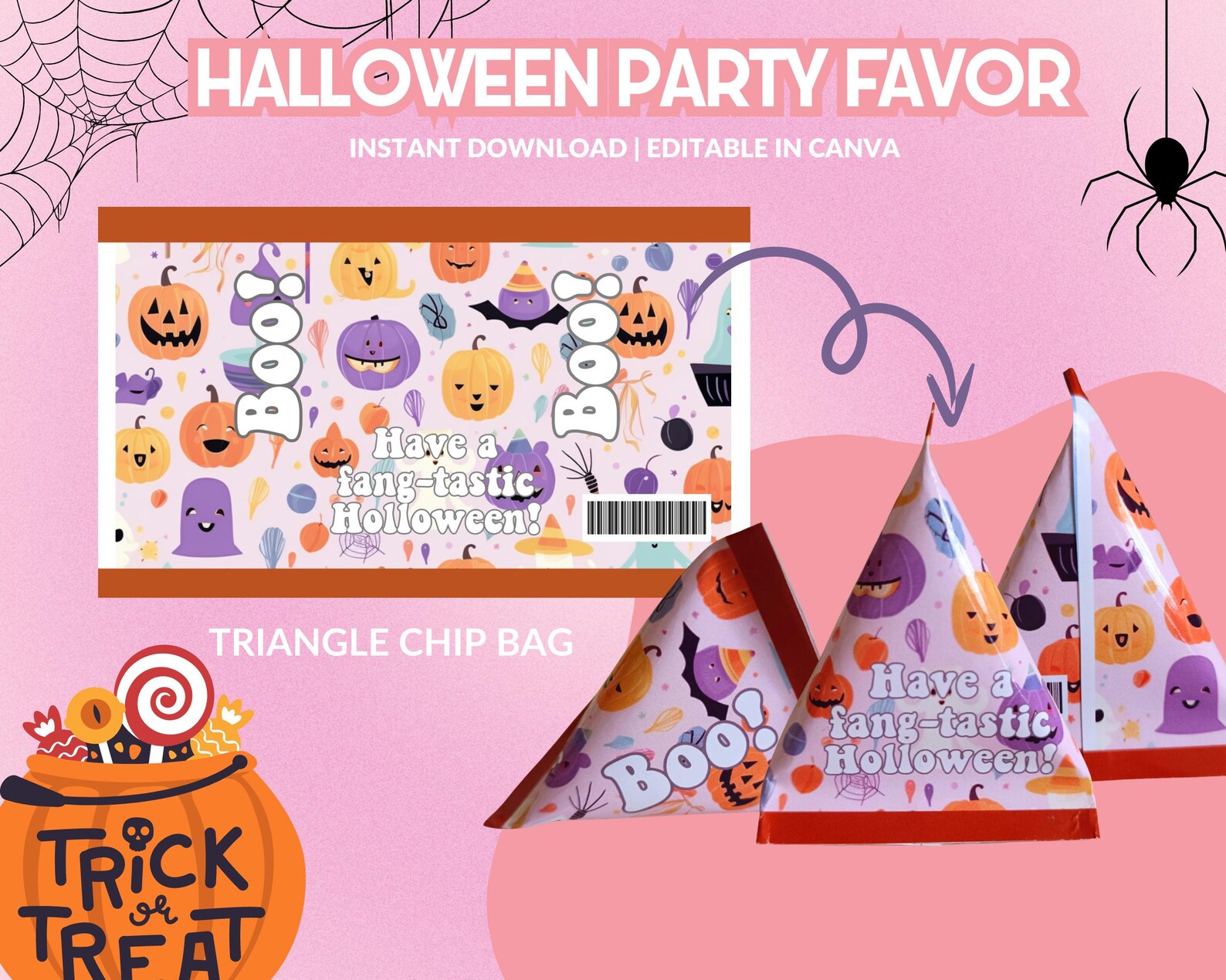 Halloween Party Favors Custom Triangle Chip Bags Personalized Snack ...