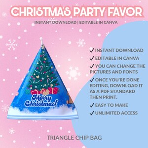 Christmas Party Triangle Chip Bag Holiday Favor Custom Snack Packaging ...