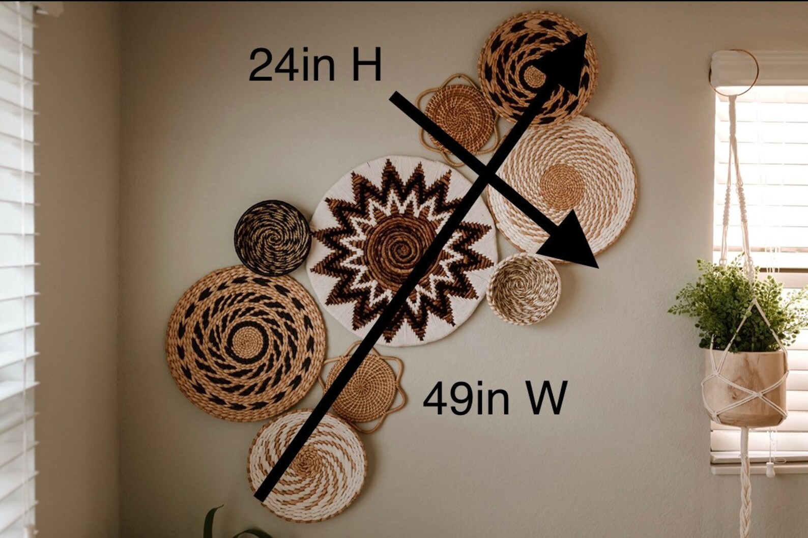 Boho Basket Wall Boho Wall Decor Wall Art Woven Wall - Etsy