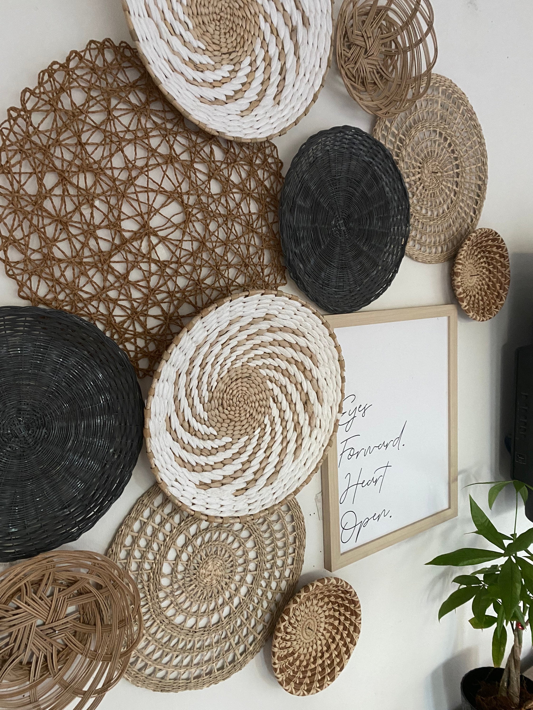 White and Grey Basket Wall Set Boho Baskets Wall Basket Set - Etsy