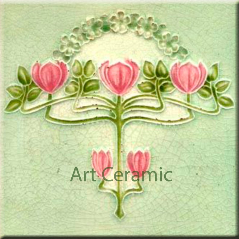 Art Nouveau Ceramic Wall Fireplace Tile #0215 - Etsy