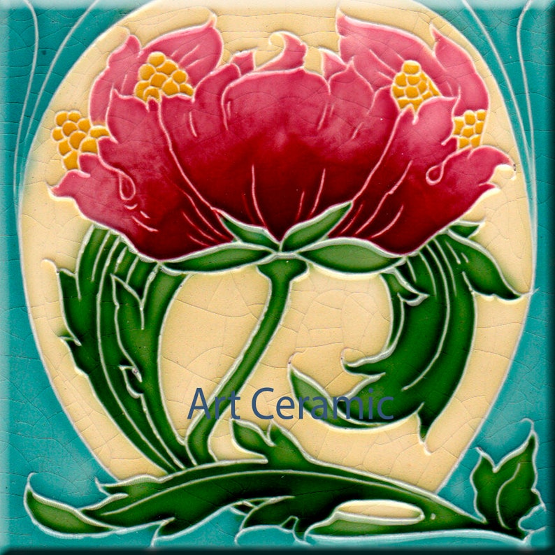 Art Nouveau Ceramic Wall Fireplace Tile #0221 - Etsy