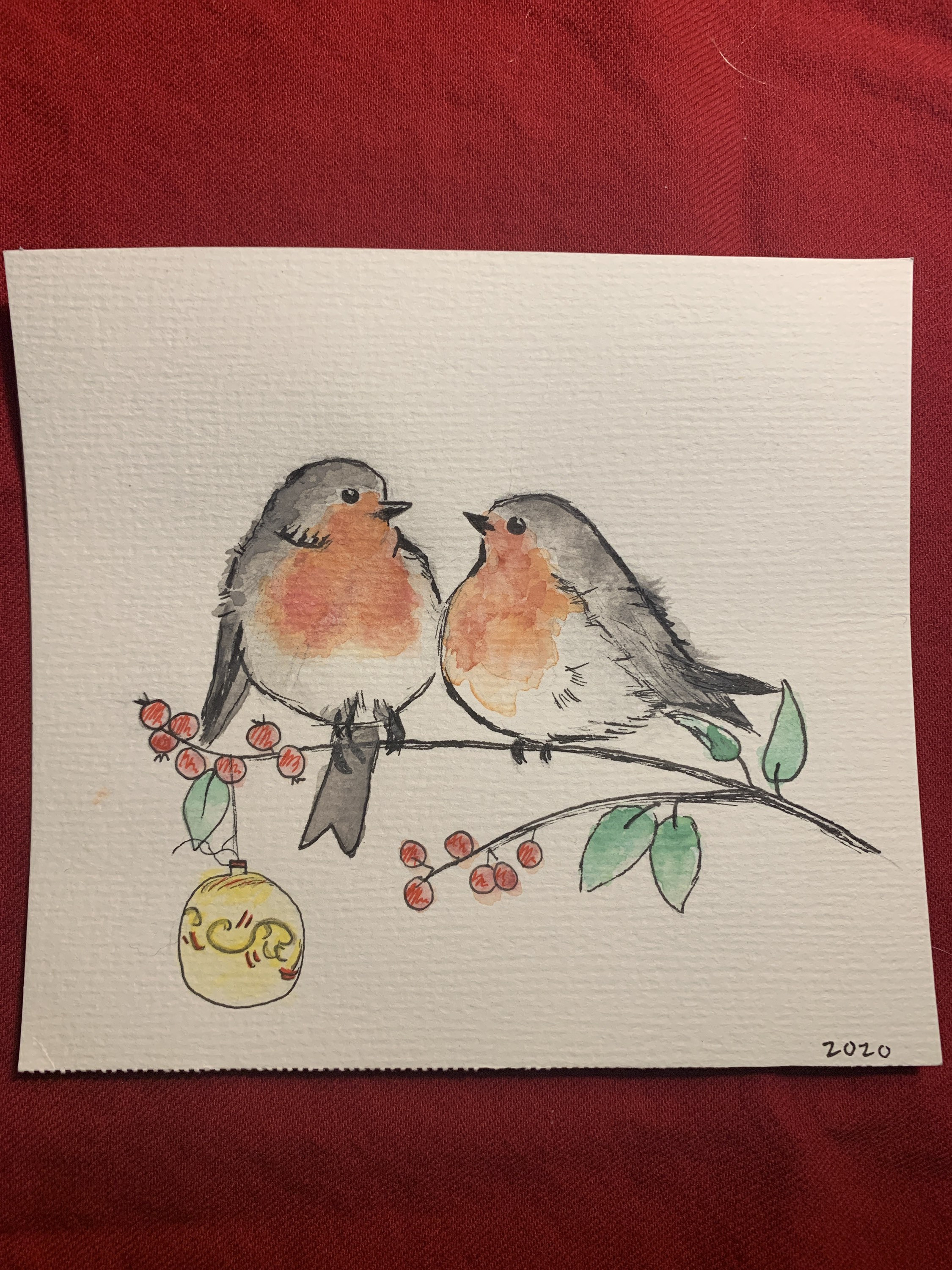 5x5 Robin Watercolor Painting Card - Etsy