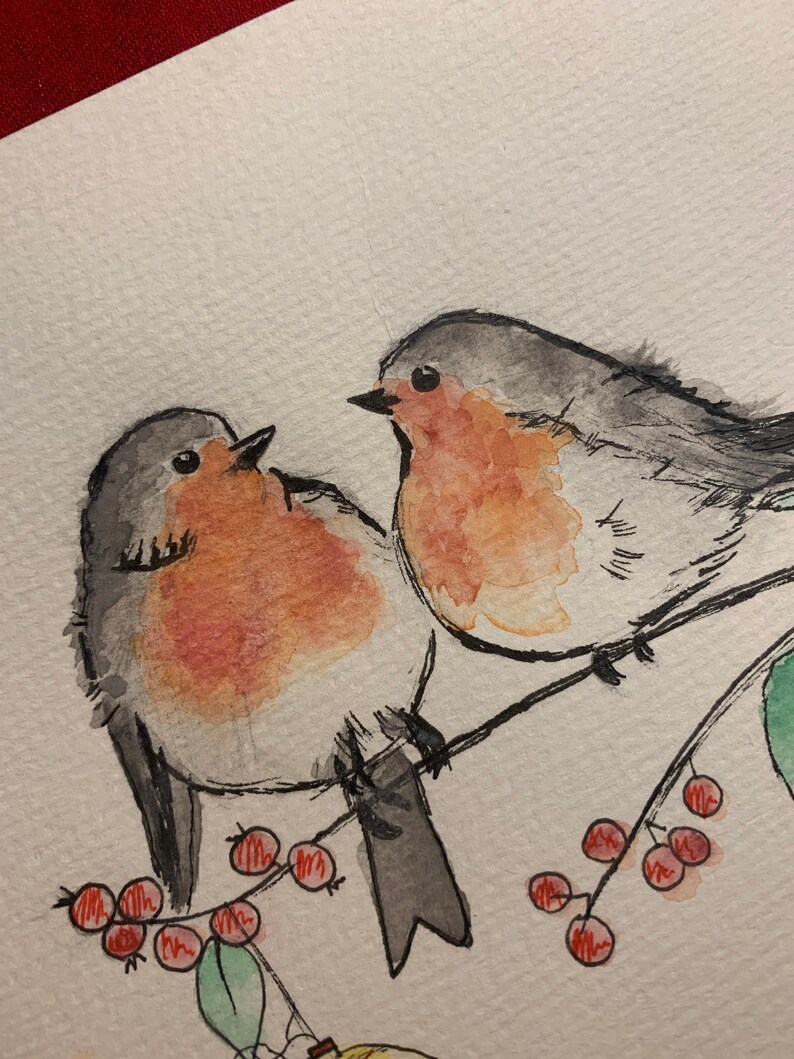 5x5 Robin Watercolor Painting Card - Etsy