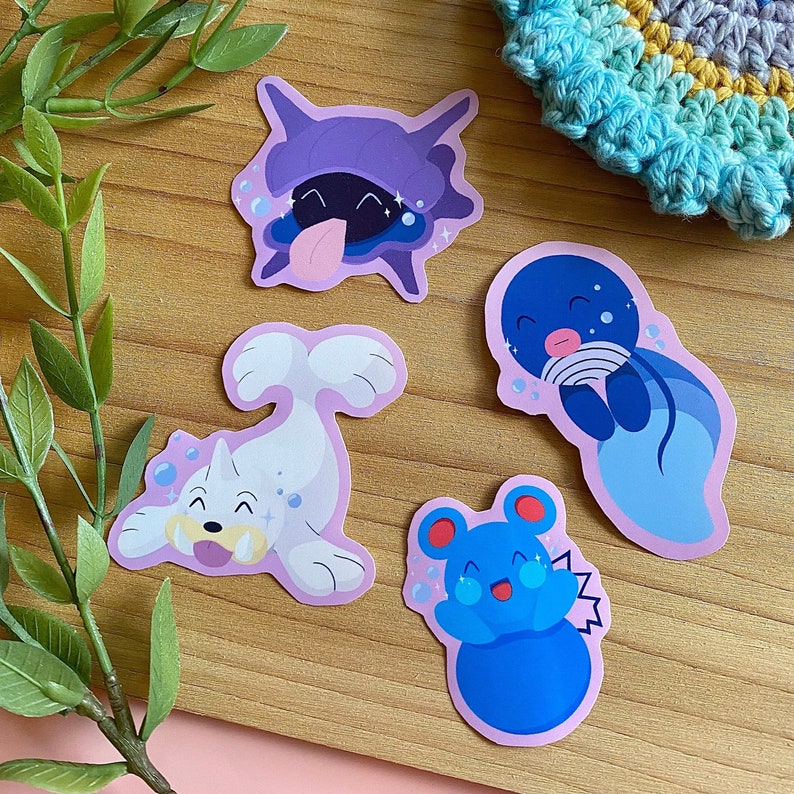 Water Pokemon Sticker Pack, Water Pokemon Laptop Decals, Shellder Seale ...