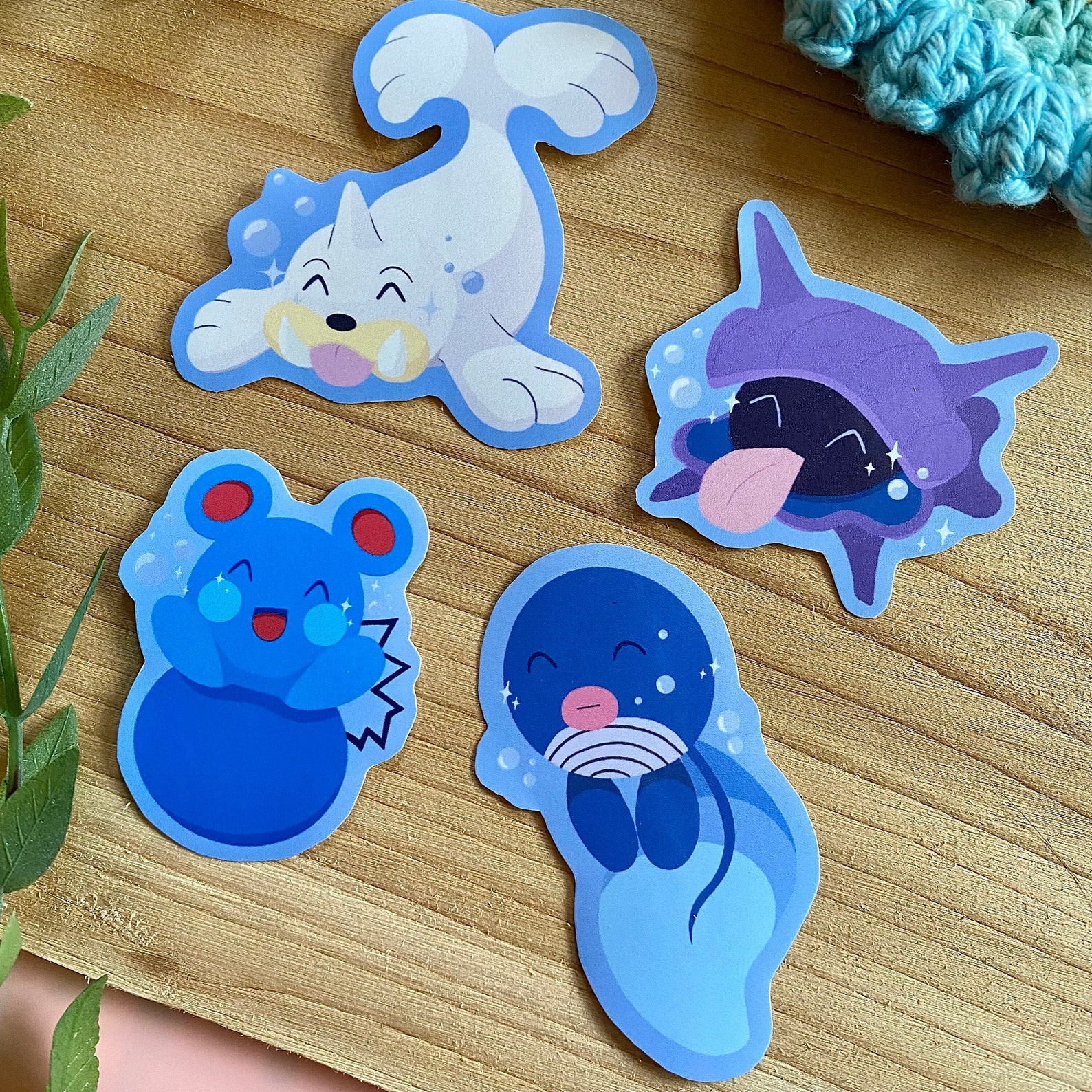 Water Pokemon Sticker Pack, Water Pokemon Laptop Decals, Shellder Seale ...