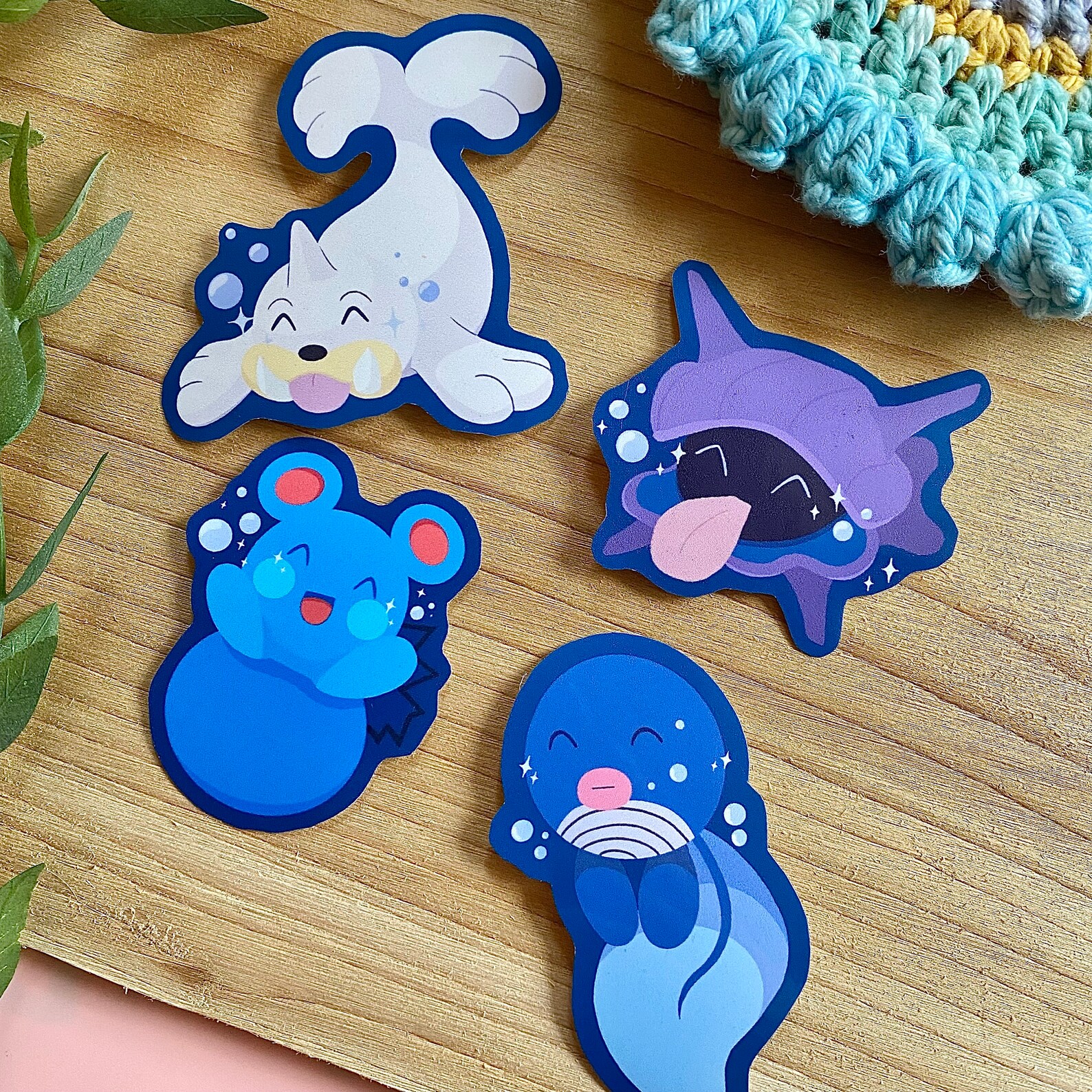 Water Pokemon Sticker Pack, Water Pokemon Laptop Decals, Shellder Seale ...