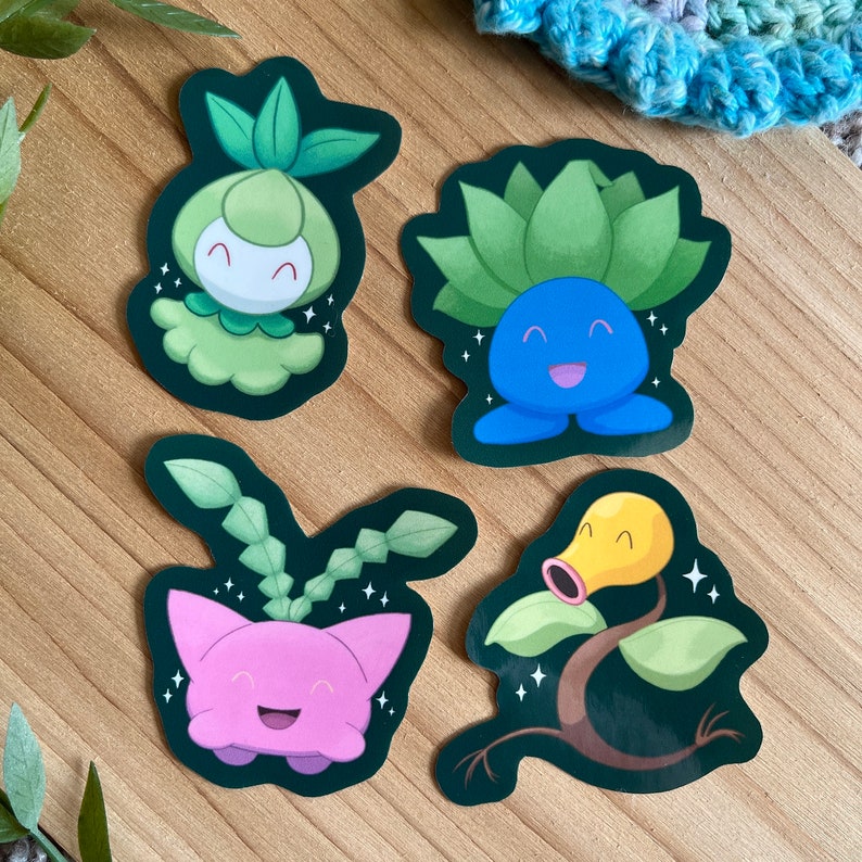 Grass Pokemon Sticker Pack, Grass Pokemon Laptop Decals, Bellsprout ...