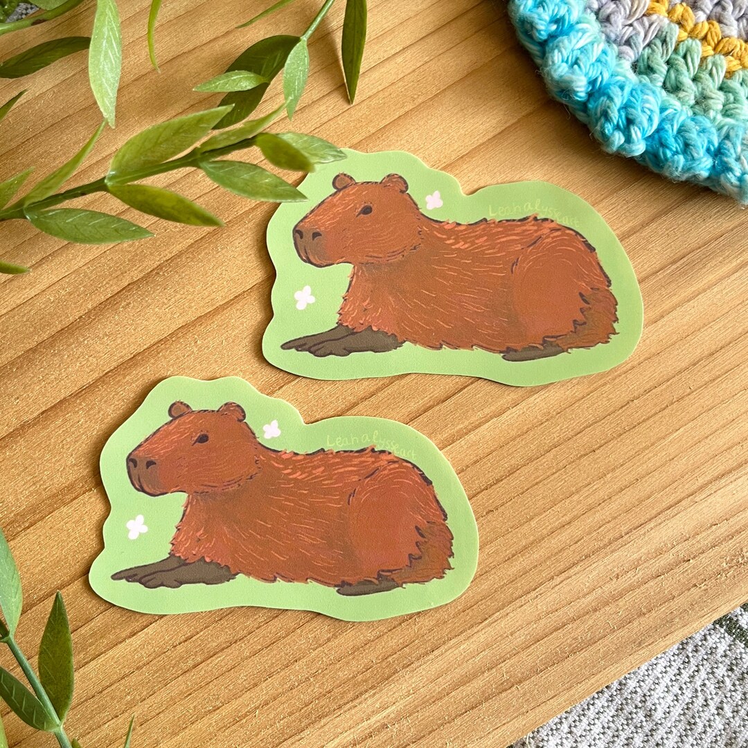 Capybara Vinyl Sticker, Cute Glossy Capybara Sticker, Capybara Laptop ...