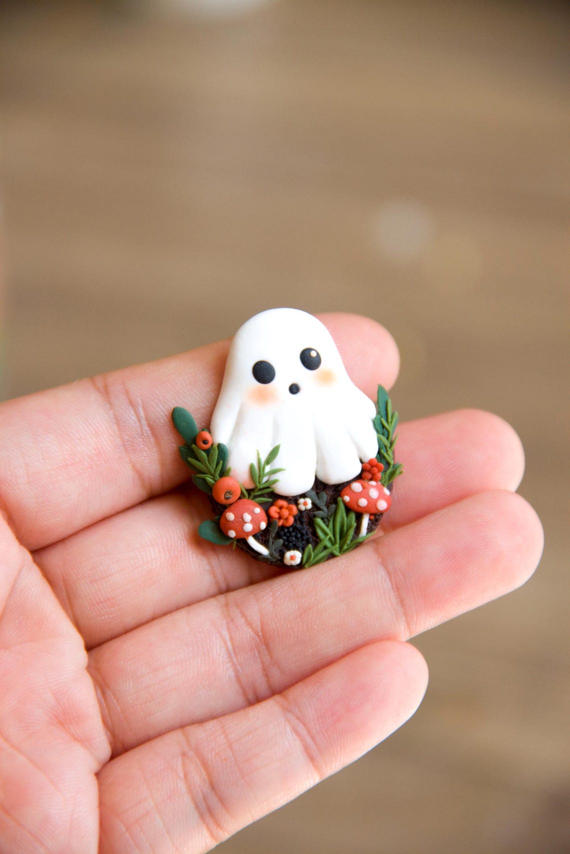 Halloween Polymer Clay Pin Cute Ghost Pin Badge Boho Halloween Spooky ...