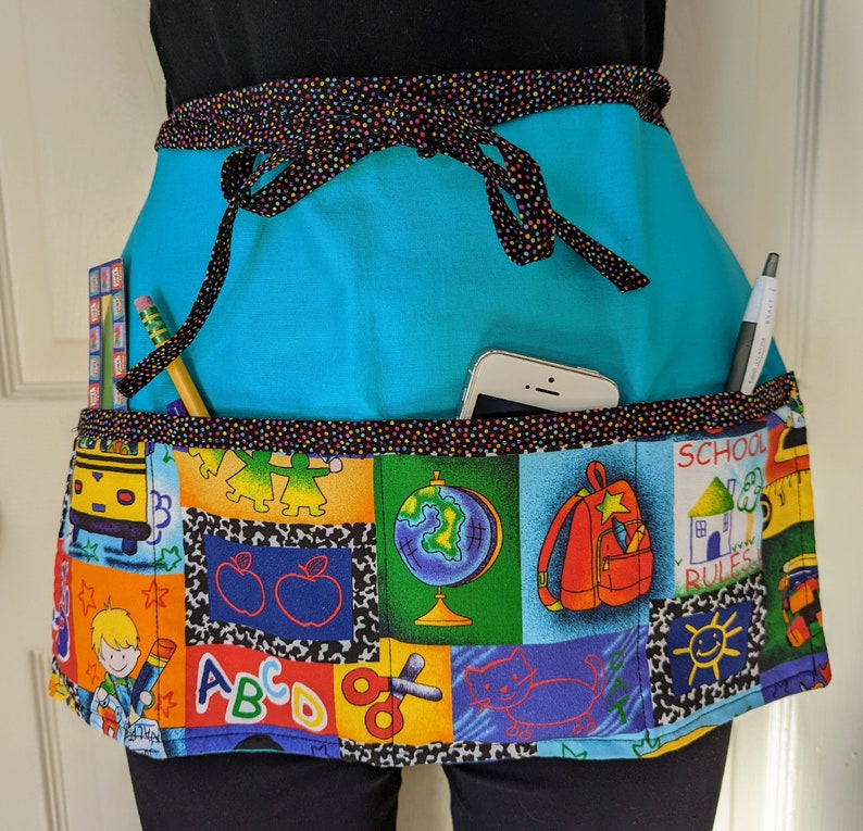School Rules! Utility Apron/teacher's Apron (contrast Back - Handprints ...