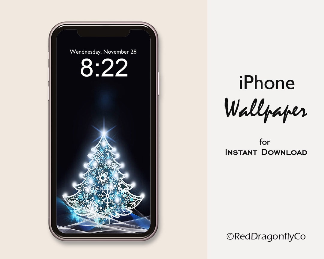 Christmas iPhone Wallpaper, Blue Sparkling Christmas Tree iPhone ...