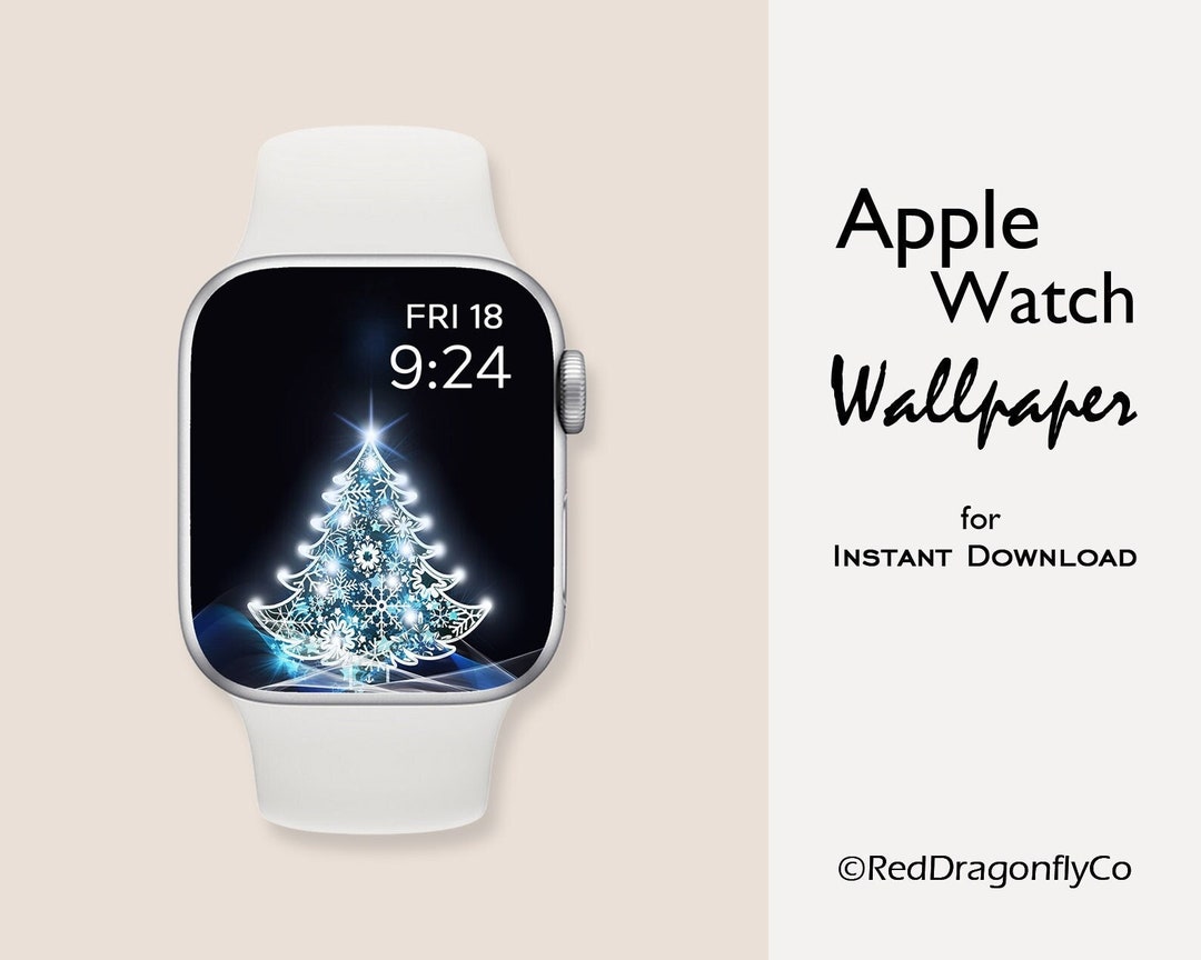 Christmas Apple Watch Wallpaper, Blue Sparkling Christmas Tree Watch ...