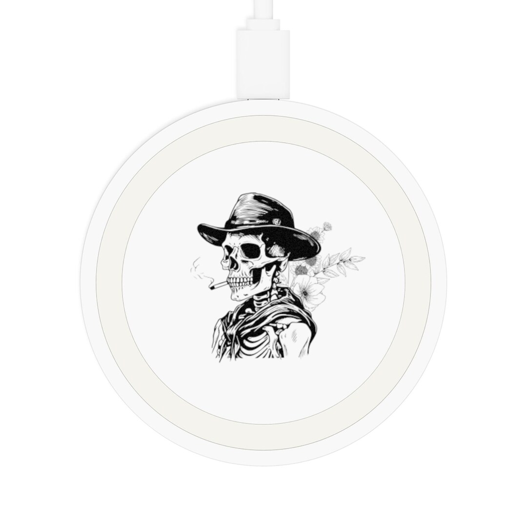 Skeleton Cowboy Wireless Charging Pad, Unique Charger, Halloween Gift ...