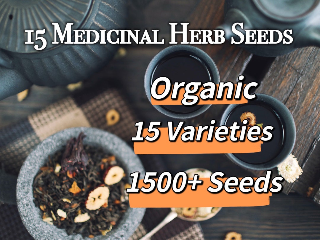 15 Organic Medicinal Herbs Seeds Collection, 1500+ Seeds, Gift Set ...