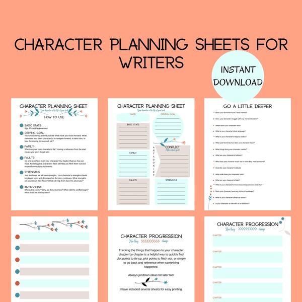 Creating Characters Worksheet - Etsy