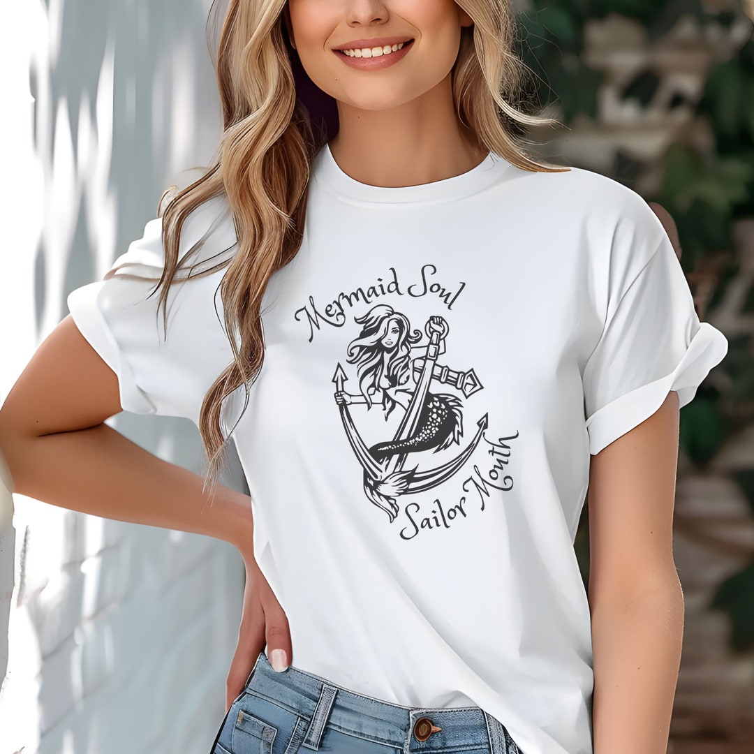 Mermaid Tshirt Mermaid Soul Sailor Mouth Shirt Beach Ocean Beach Please ...