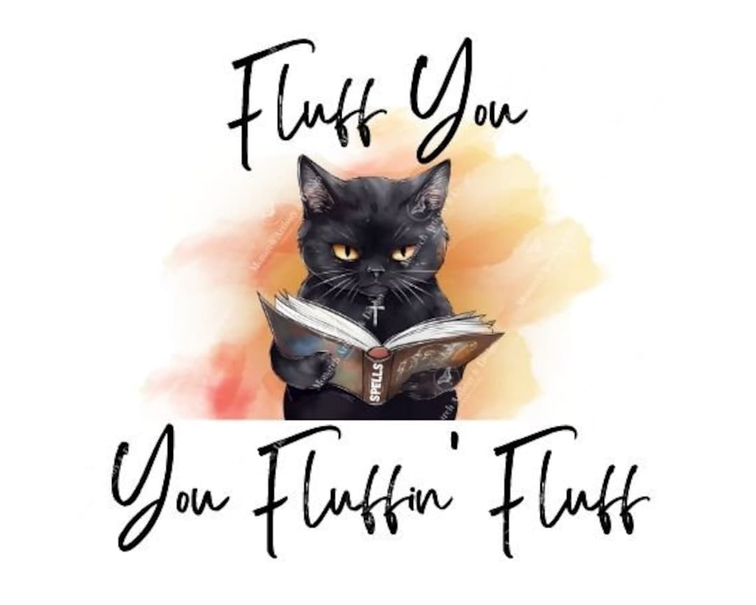 Fluff You, You Fluffin' Fluff Black Cat Funny Cat Saying Sarcasm Black ...