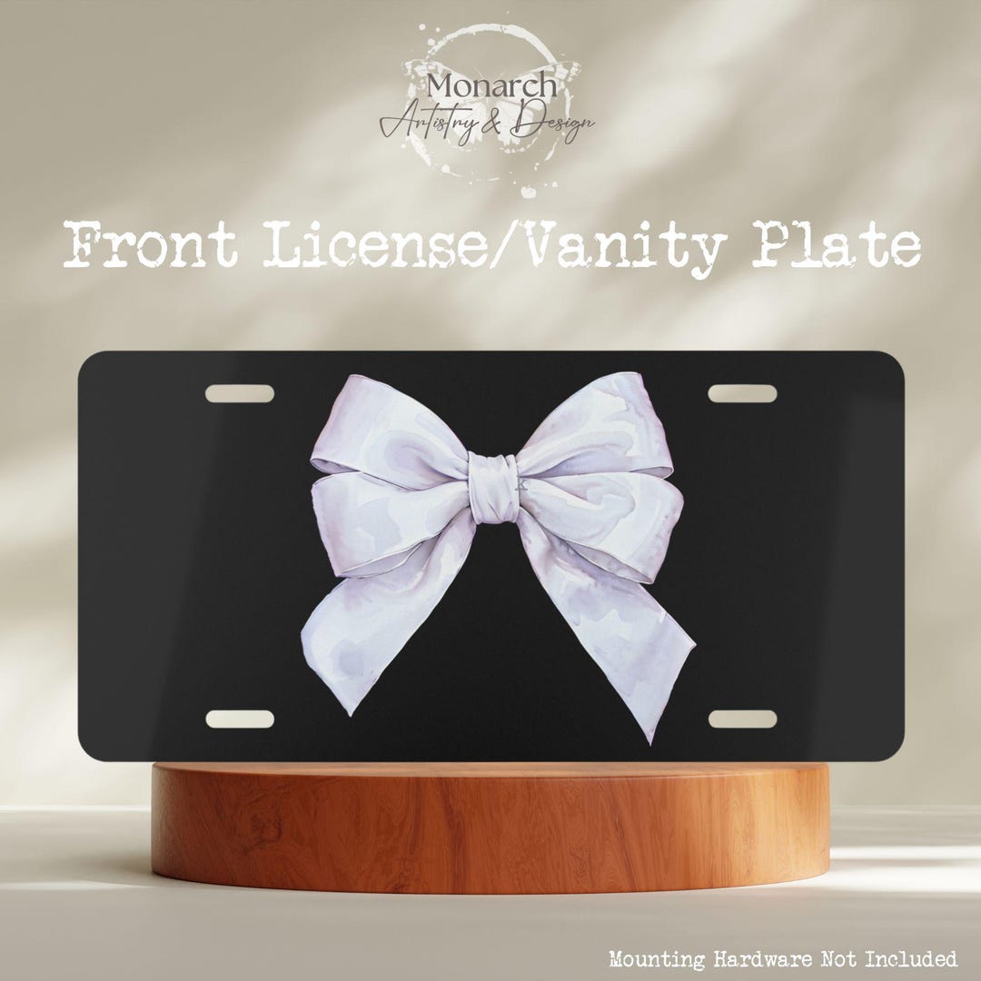 White Bow License Plate Cute Car Accessories for Teens and Women, Girly ...