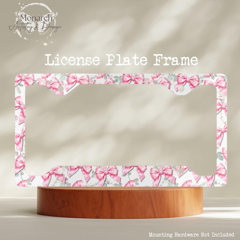 Pink Bow License Plate Frame for Women and Teens, Cute Car Accessories ...