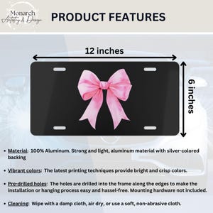 Pink Bow License Plate for Women Cute Pink Car Accessories for Teens ...