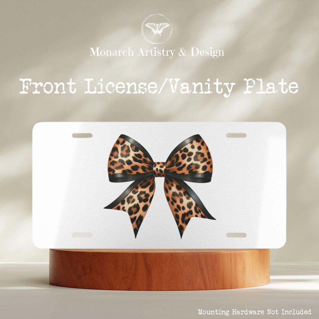 Cheetah Print Coquette Bow Front License Plate for Women, New Driver ...