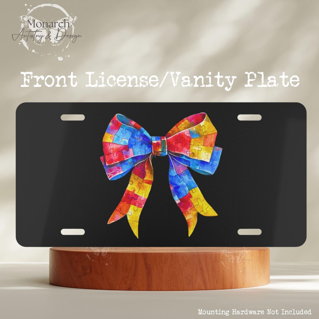 Autism Awareness Bow Front License Plate Neurodiversity, Neurodivergent ...