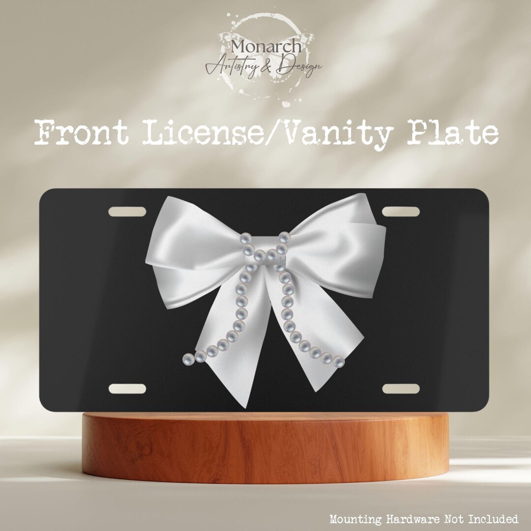 White Bow License Plate, Cute Car Accessories, Coquette Aesthetic ...