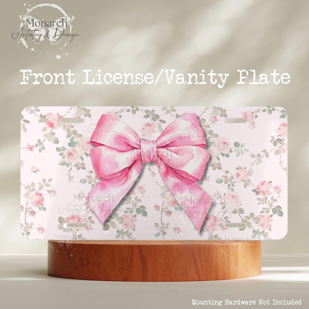 Pink License Plate, Pink Bow License Plate, Cute Car Accessories ...